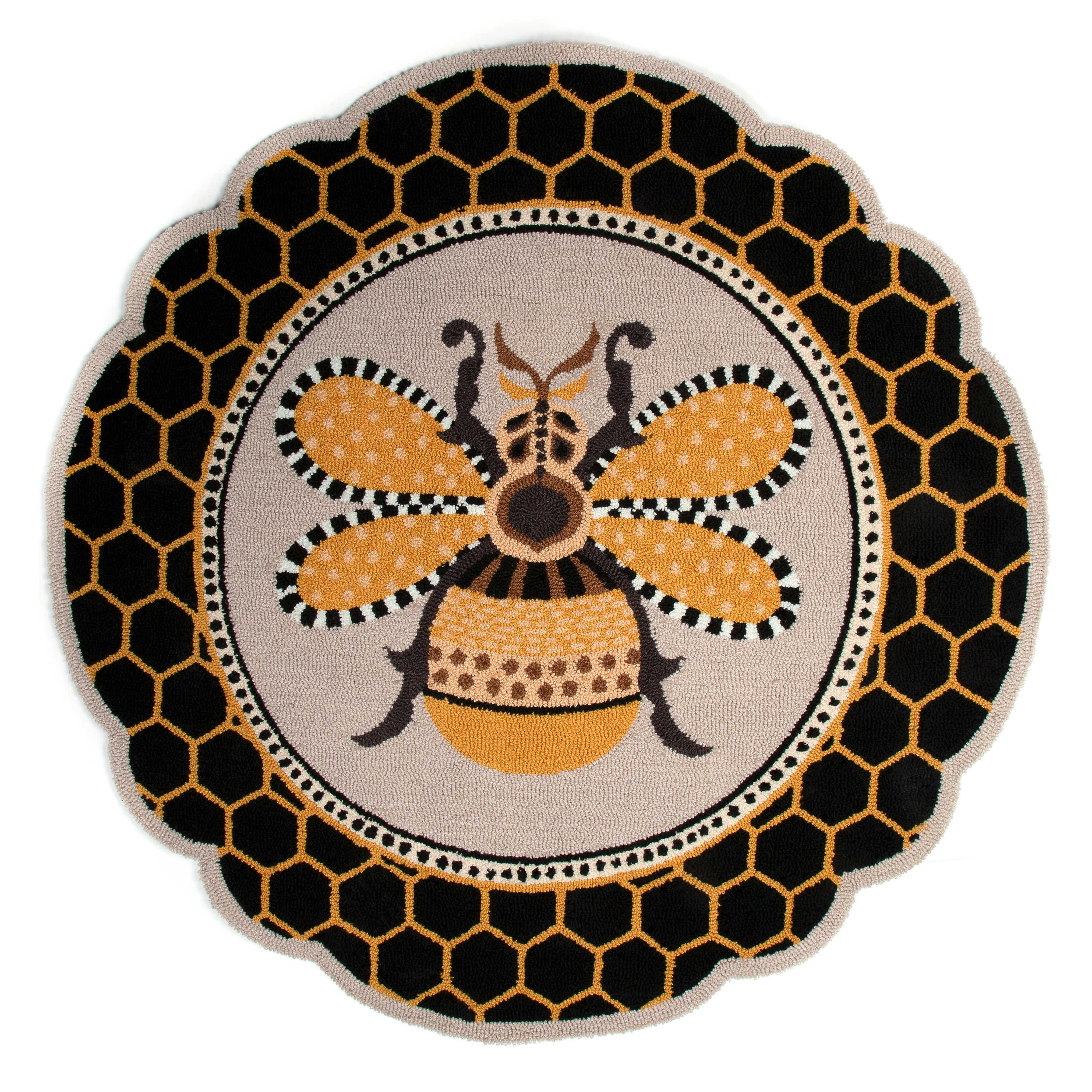 MacKenzie-Childs Queen Bee Rug 4' Round Rug | Wayfair