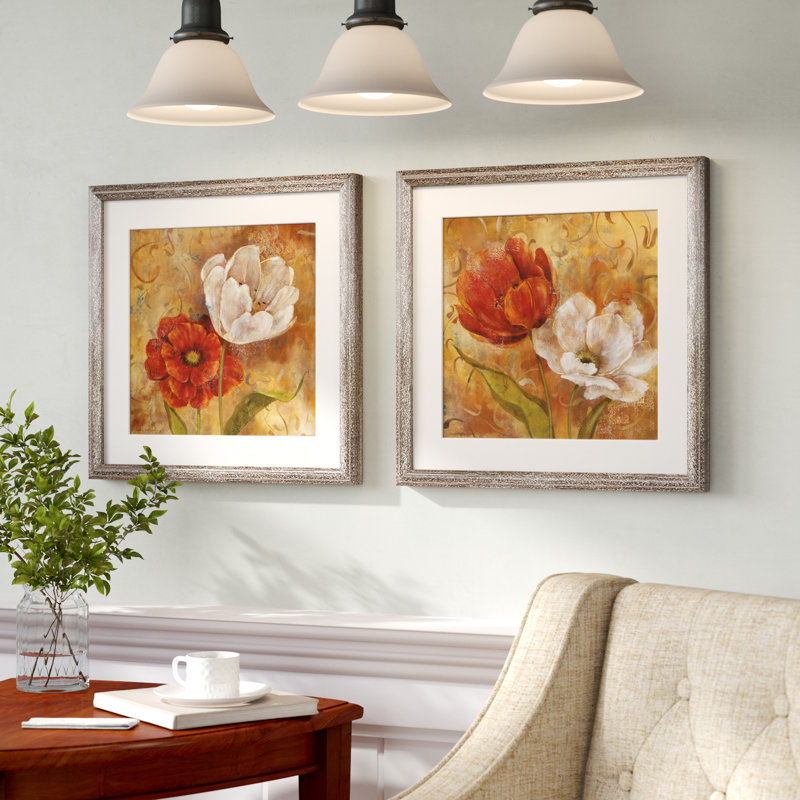 Charlton Home® 'Flower Duet' 2 Piece Framed Print Set & Reviews | Wayfair