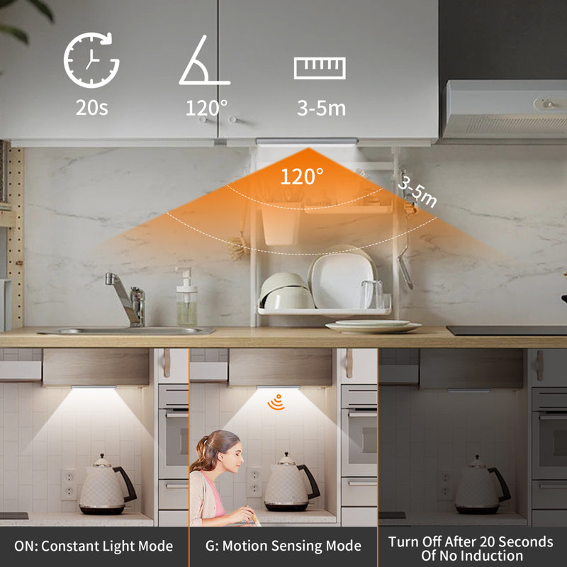 LEPOTEC 7.48Inch 10 LED Cool Wireless Rechargeable Motion Sensor ...