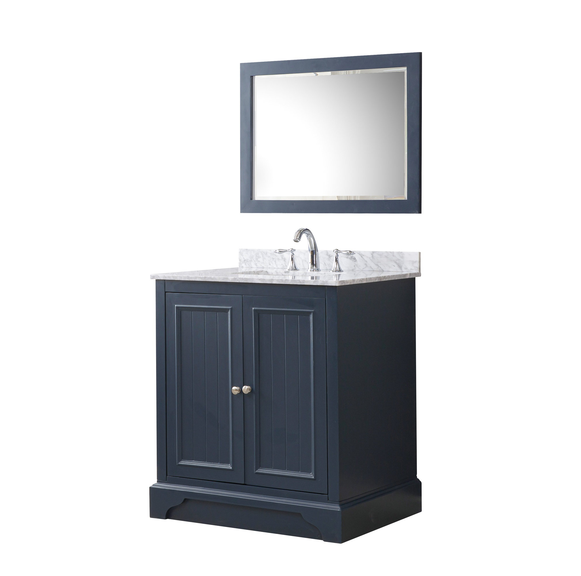 Direct Vanity Sink Kingswood 32 in. Vanity in Blue with White Carrara ...