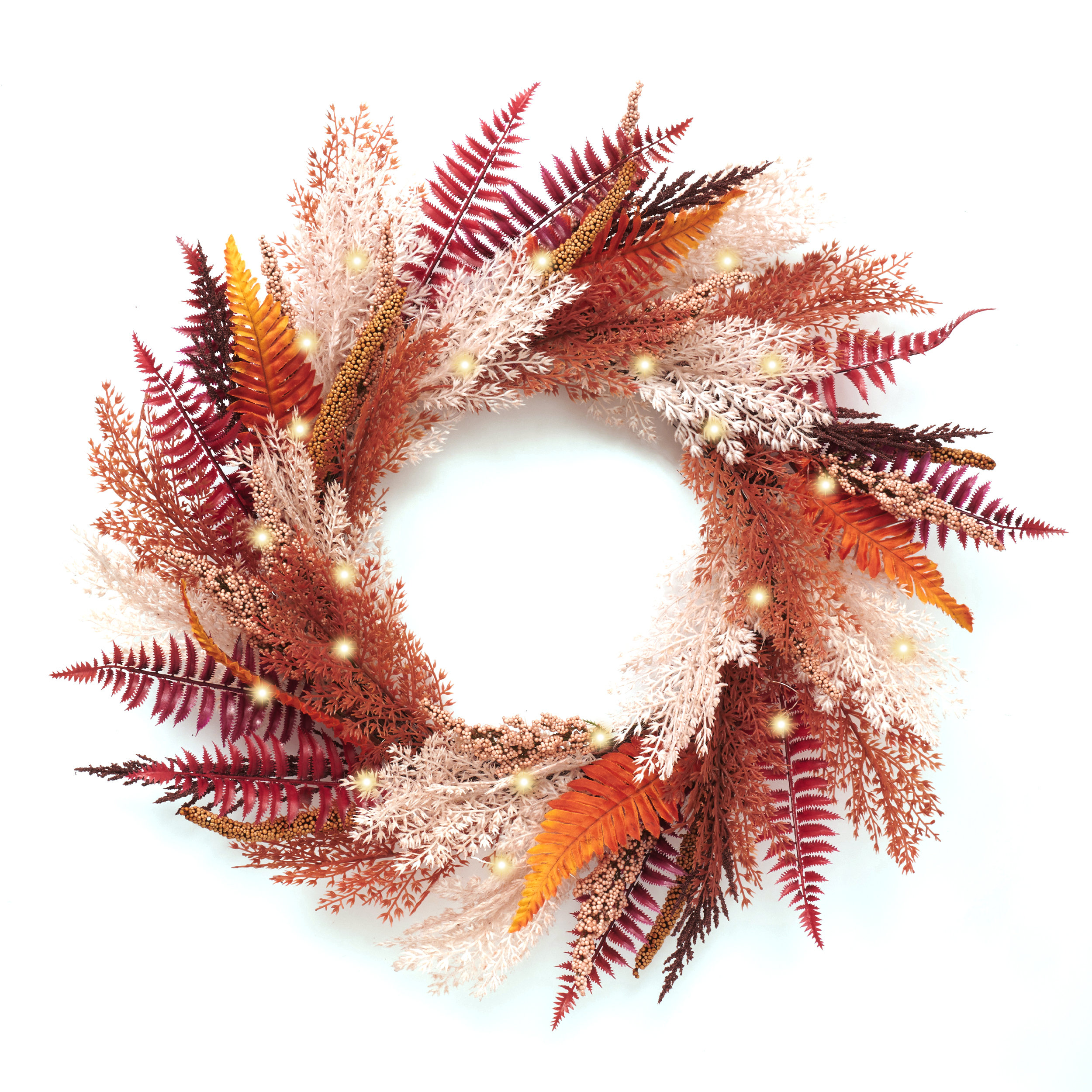 Primrue Harvest Day 24 Inch Autumn Pampas Grass and Fern Leaf ...