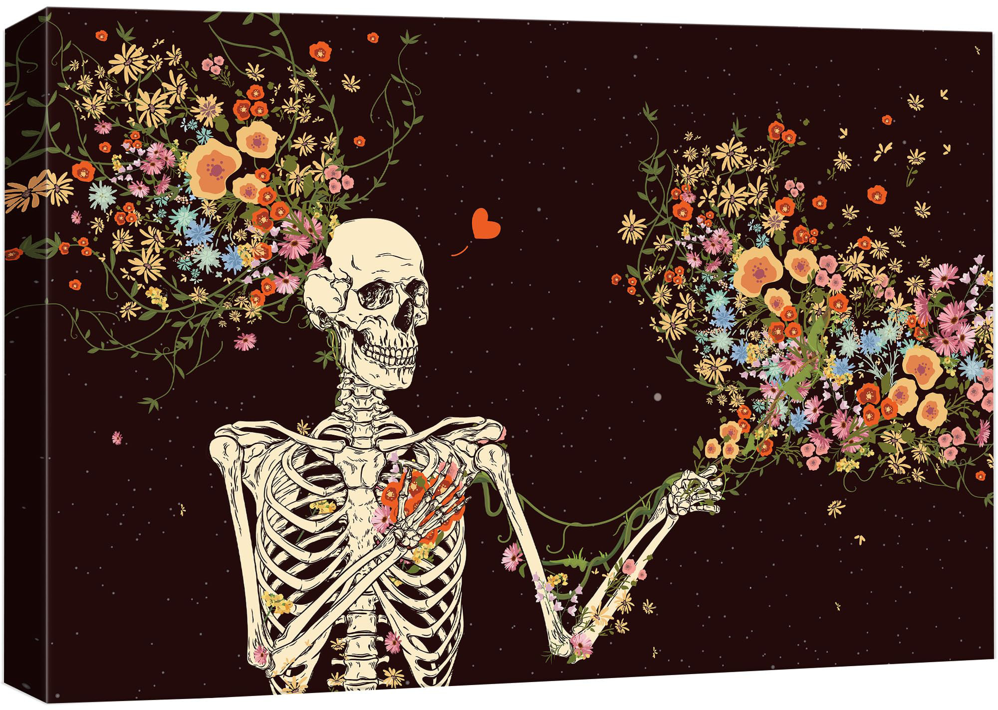 IDEA4WALL Floral Skeleton Skull Horror Gothic Moody Dark Illustrations ...