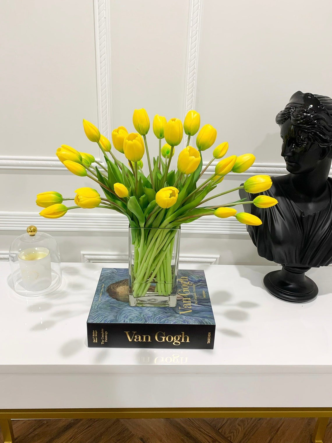 Flovery Large Faux Flower Real Touch Yellow Tulip Arrangement - Wayfair ...