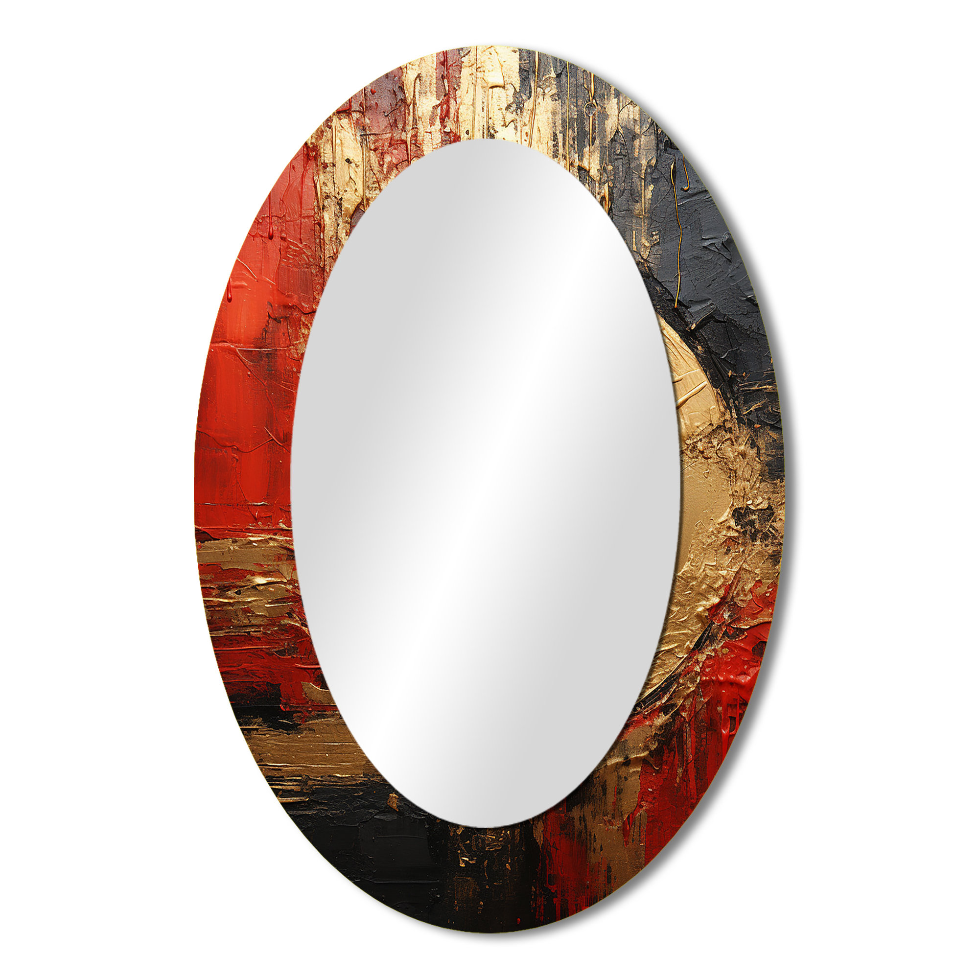 Ivy Bronx Red Gold Fusion Spiral II - Abstract Oval Decorative Mirror ...