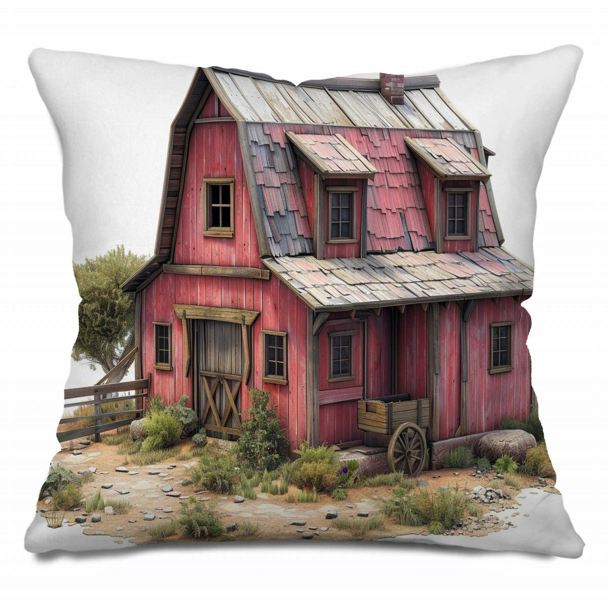 VisionDecor Barn Throw Pillow, Building Cotton Twill Pillows | Wayfair