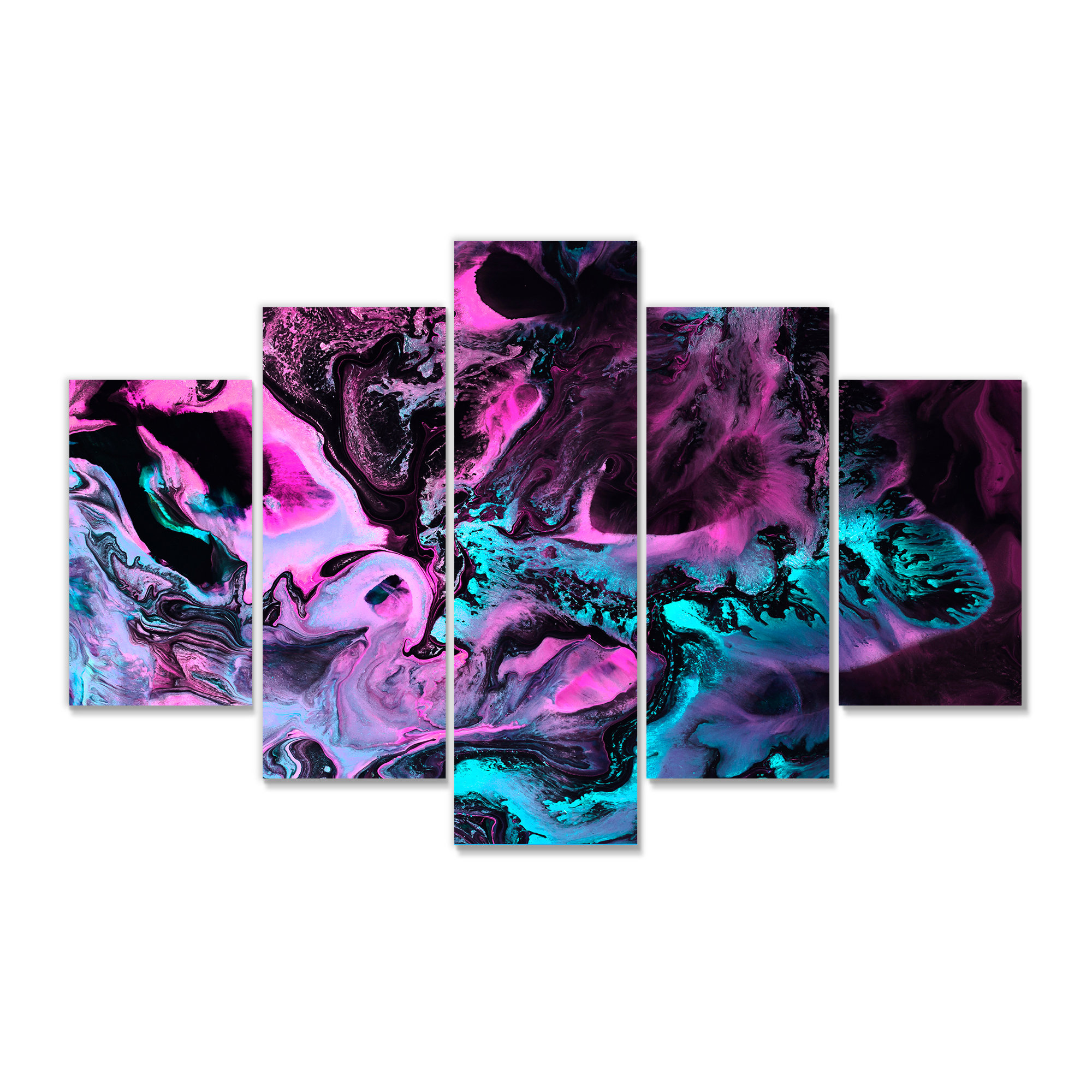 Design Art Neon Green And Pink Liquid Art - Modern Canvas Wall Art ...