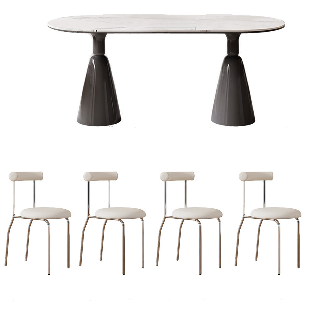 ComfySofa.s Light Luxury Rock Panel Oval Dining Table Sets. - Wayfair ...