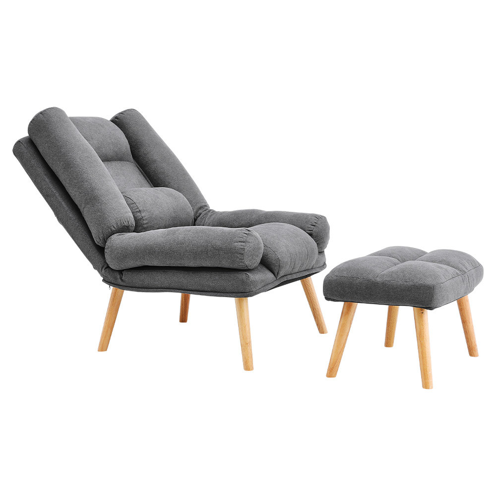 Norden Home Grey Sofa with Pillow Footstool | Wayfair.co.uk