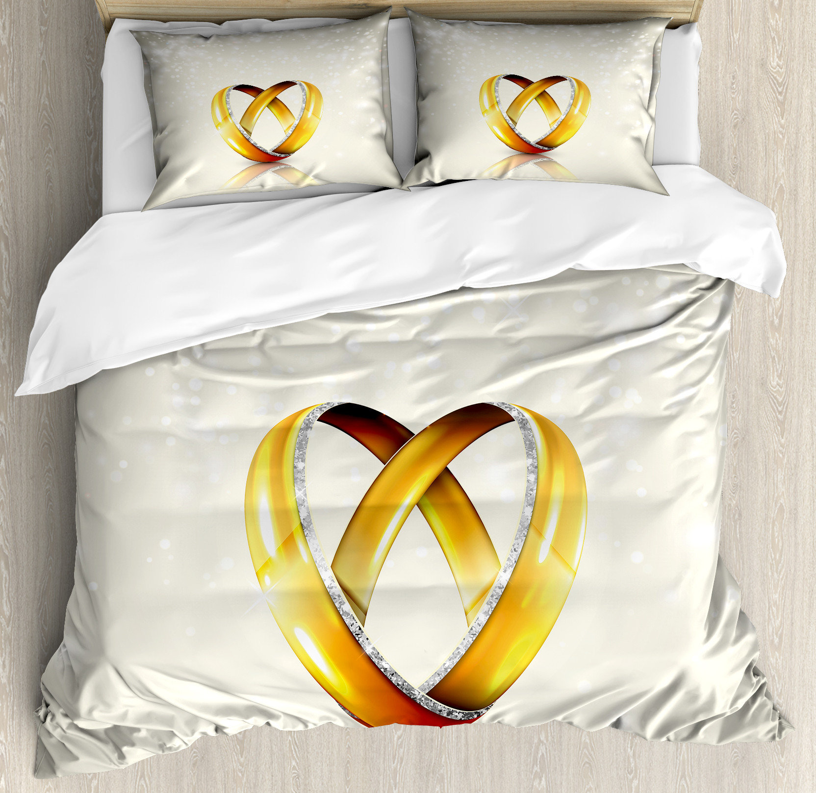 Ambesonne Wedding Duvet Cover Set, Pair of Rings Marriage, Yellow ...