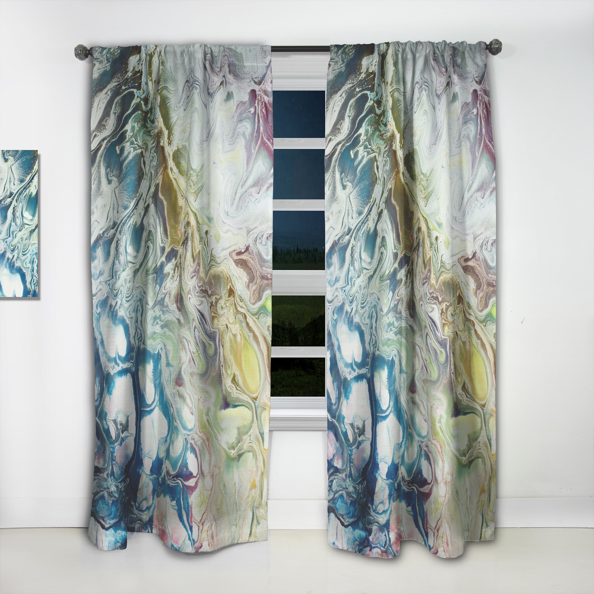 Design Art Strokes II Abstract Semi-Sheer Rod Pocket Single Curtain ...