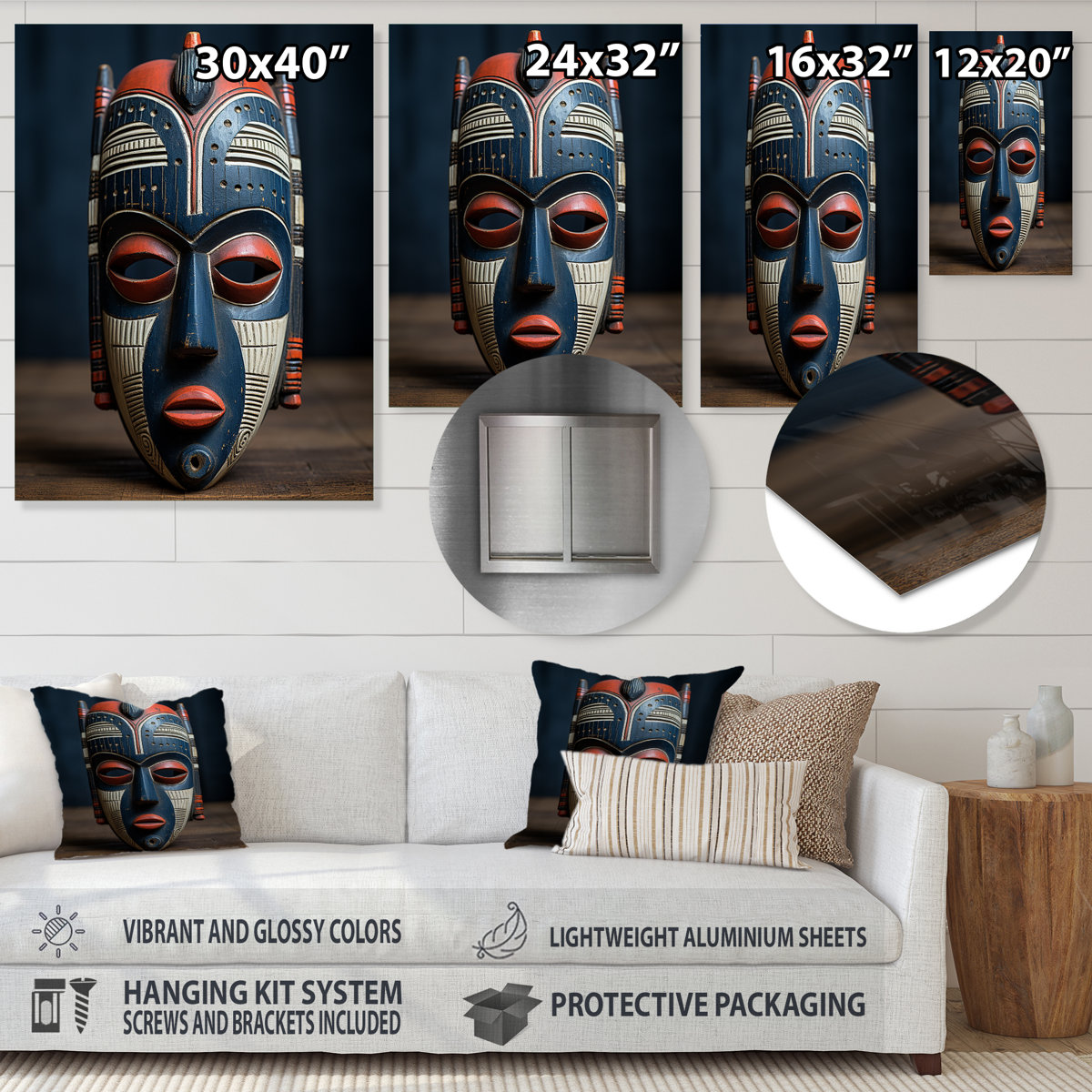 Dakota Fields African Tribal Baule Mask II - African Tribal Metal Wall ...