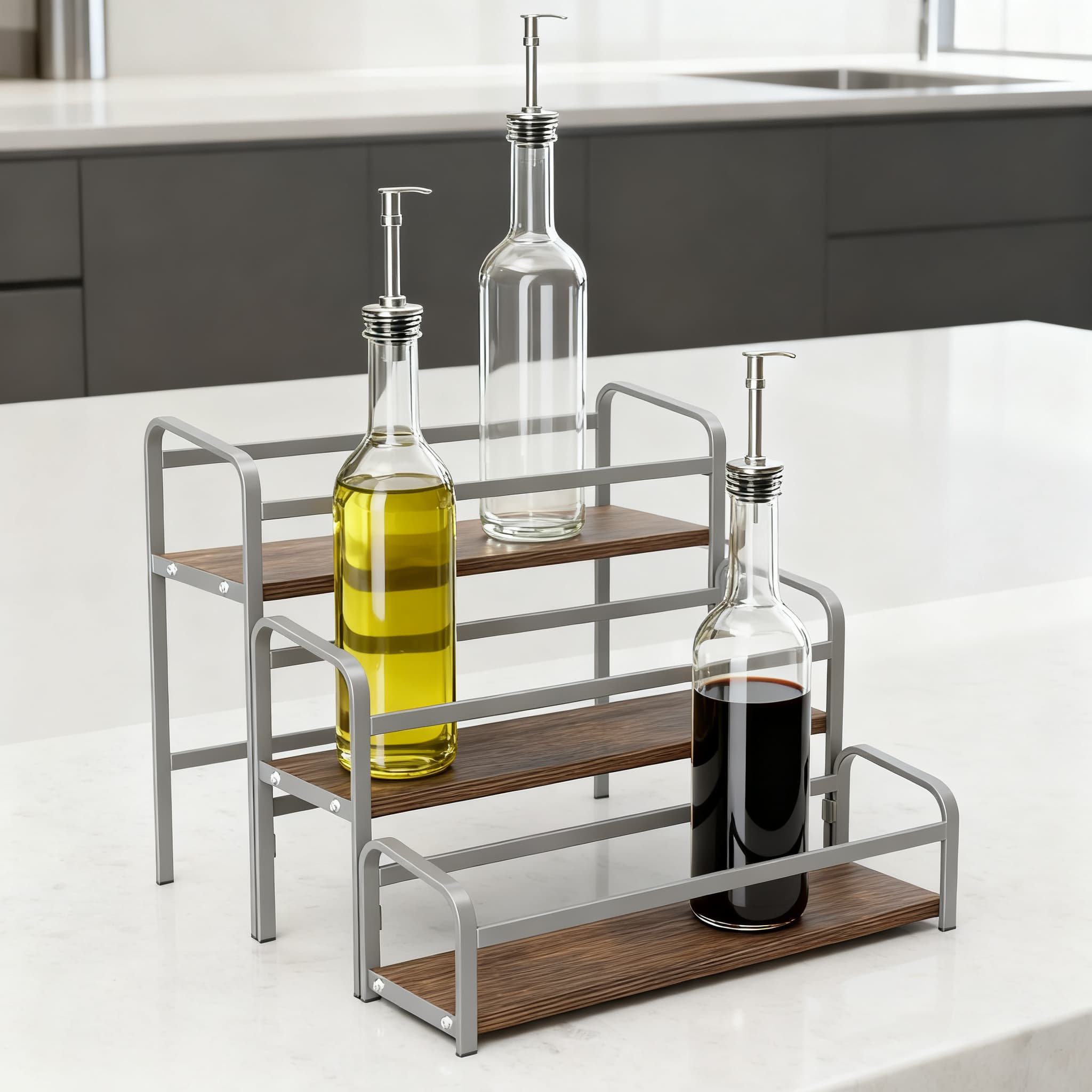 Prep & Savour 3-Tier Countertop Syrup Rack With Magnetic Assembly ...