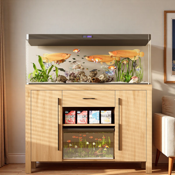 Tucker Murphy Pet™ Fish Tank Stand With Power Outlets, 2 Cabinets ...