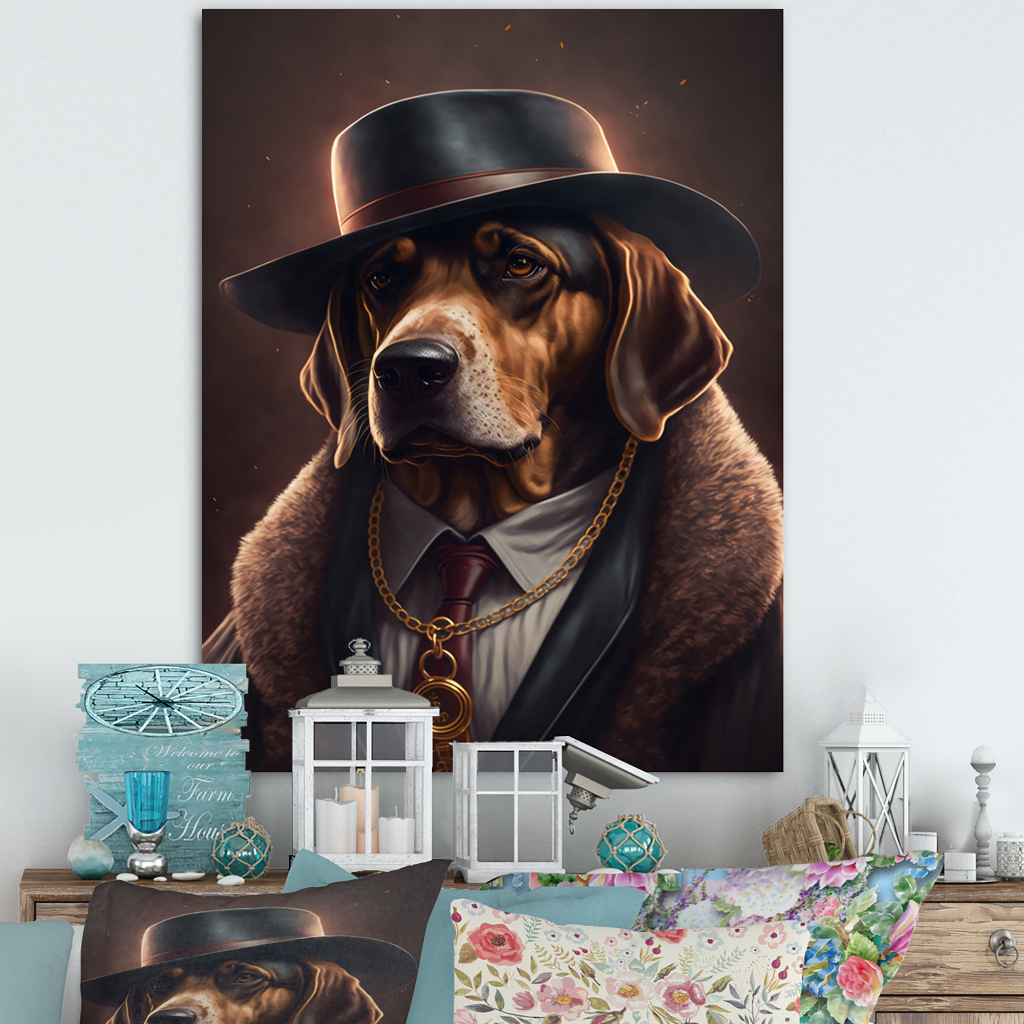 Trinx Mafia Dog II - Graphic Art on Canvas | Wayfair