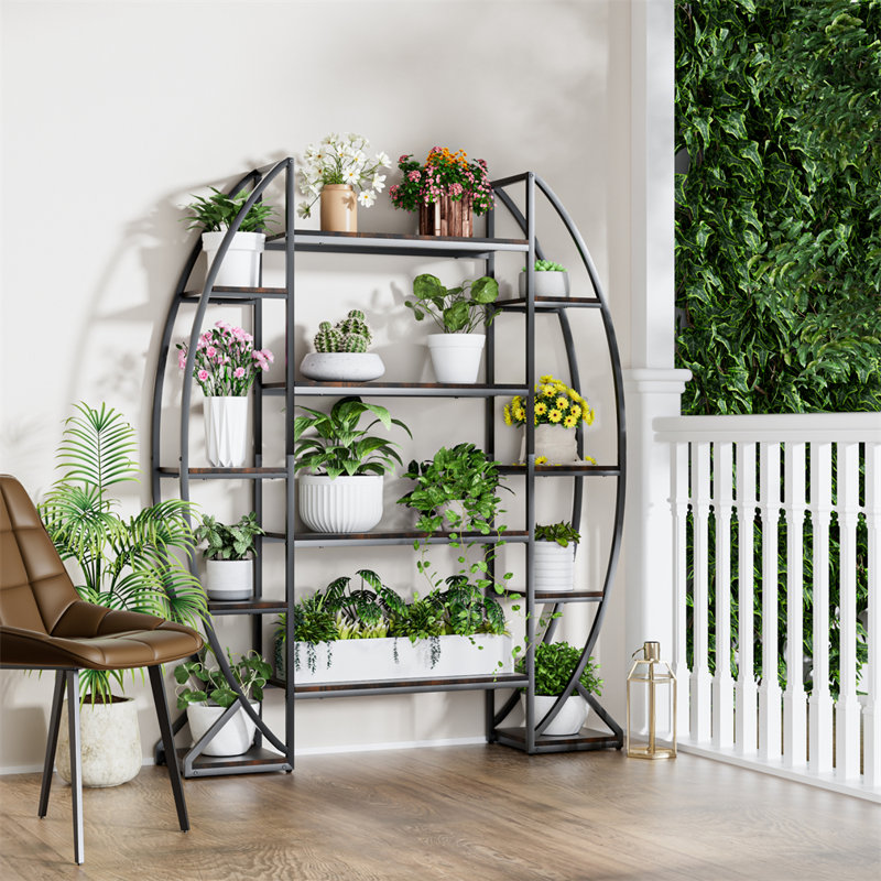 17 Stories Metal Plant Stand Multi-Tiered Flower Pot Rack For Garden ...