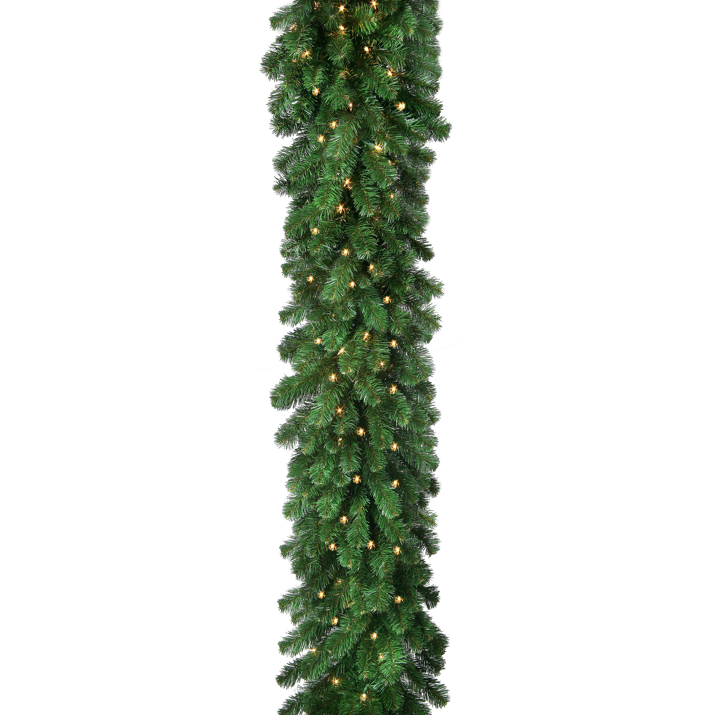 The Holiday Aisle® 9' Deluxe Pre-Lit Garland with 150 Clear/White ...