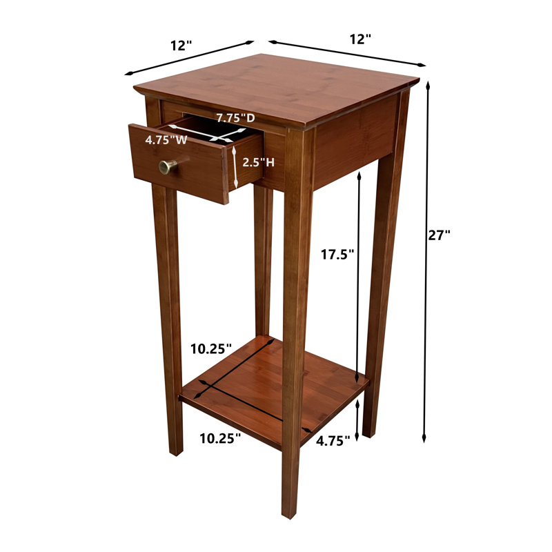 Lark Manor Amreece 27'' Tall Solid Wood End Table with Storage ...