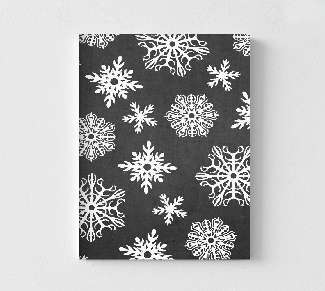 WeFrameArt Snowflakes Wall Art Black White Minimalist Framed Poster ...