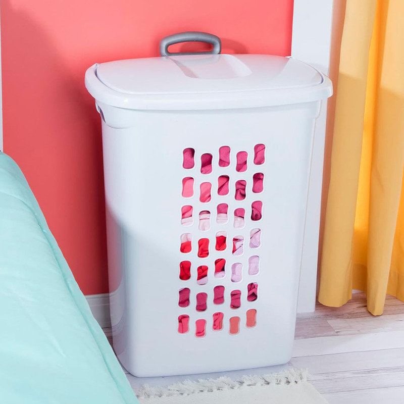 Rebrilliant Sterilite Ultra Wheeled Laundry Hamper with Lid, Handle and ...