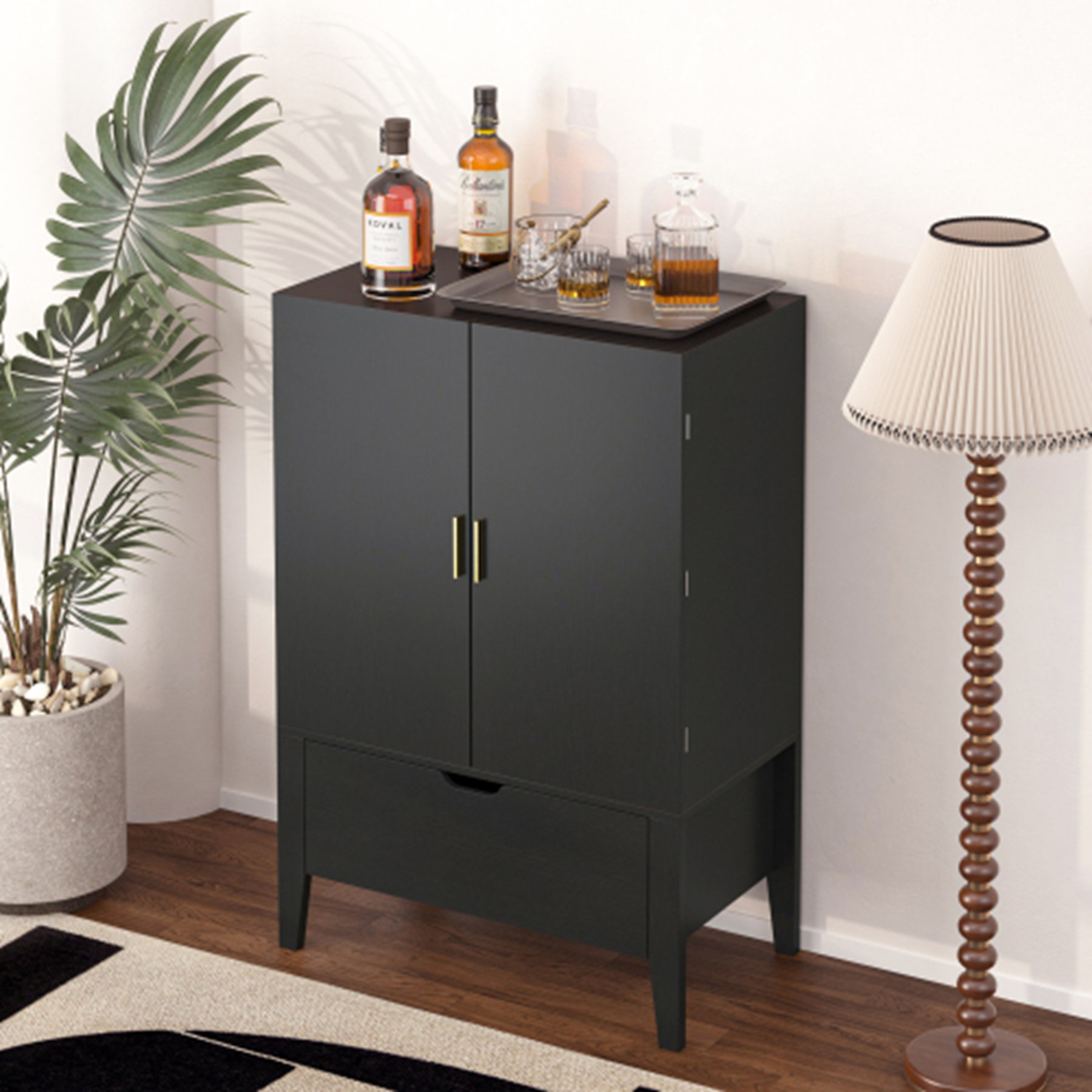 George Oliver Wine Bar Cabinet, Liquor Storage Credenza, Sideboard with ...