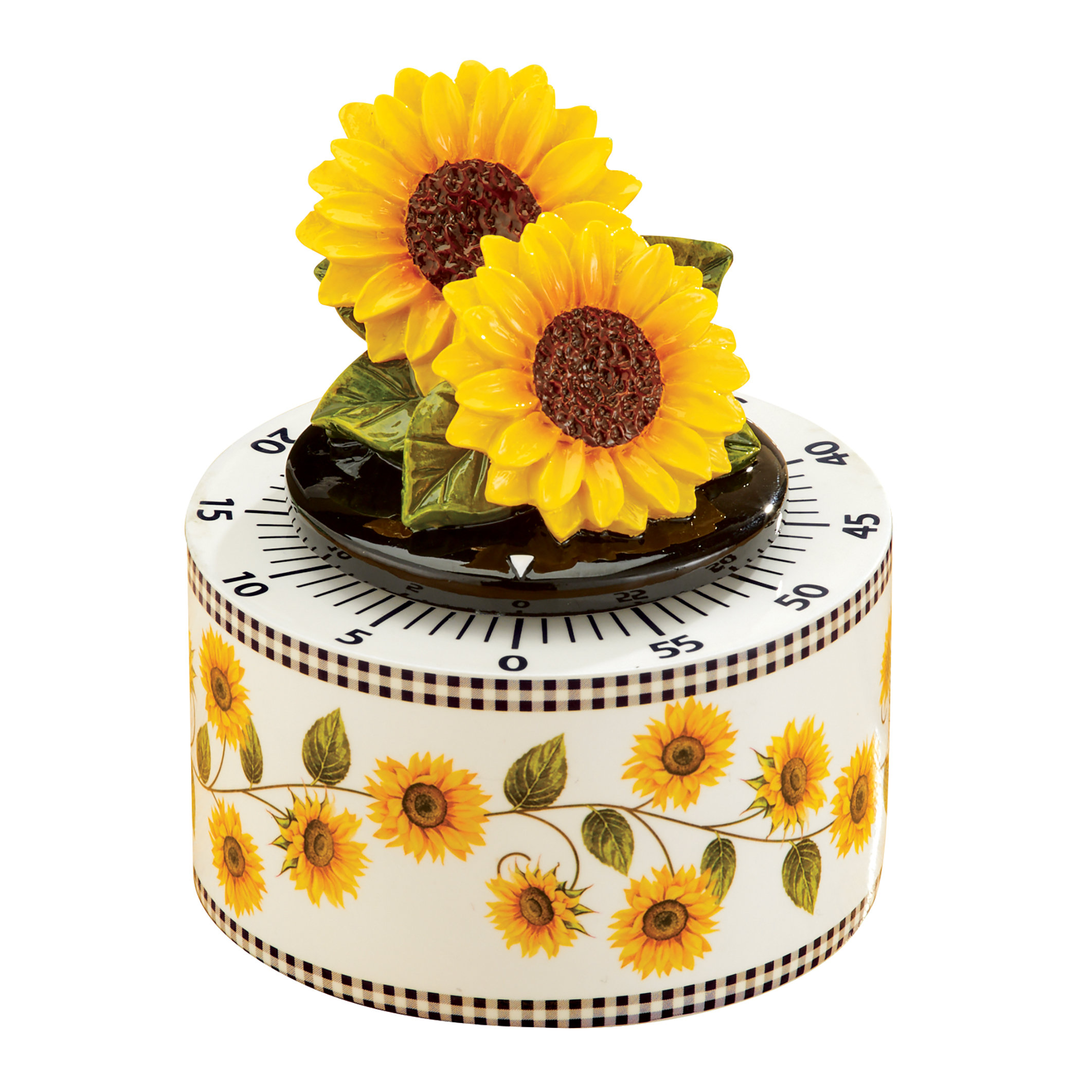 Winston Brands Charming Hand-Painted Sunflower Gingham Border Farmhouse ...