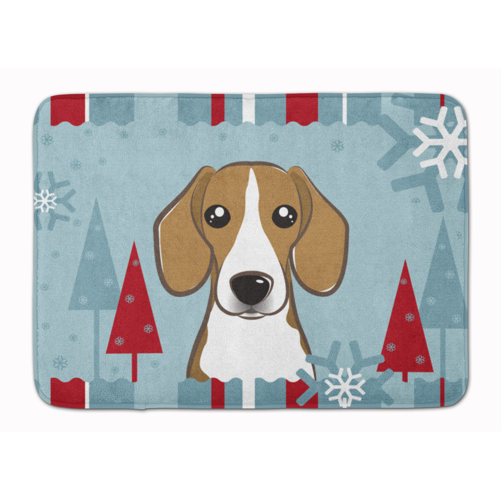 The Holiday Aisle® Winter Holiday Beagle Rectangle Microfiber Non-Slip ...