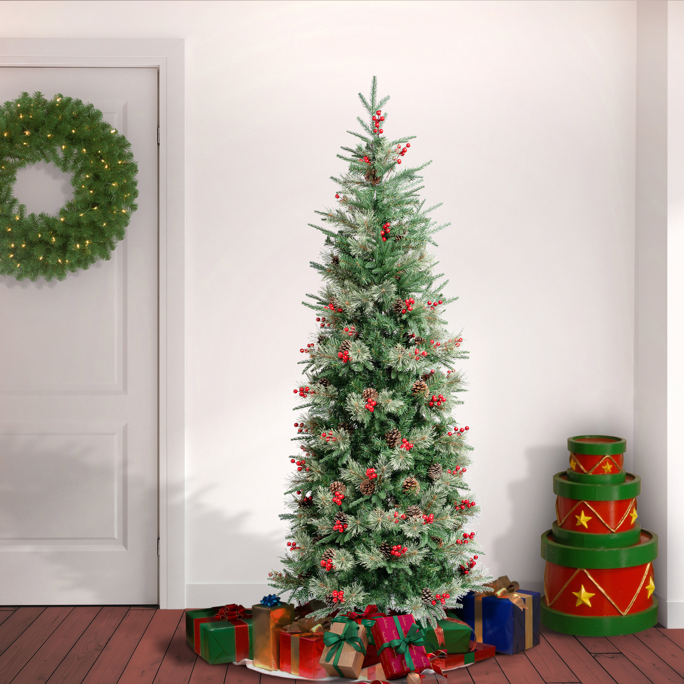 The Holiday Aisle® Slender Artificial PVC and PE Blend Pine Cashmere ...