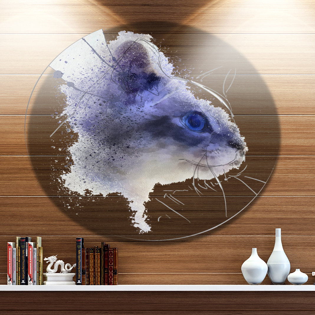 Design Art 'Blue Cat Face Watercolor Sketch' Oil Painting Print on ...