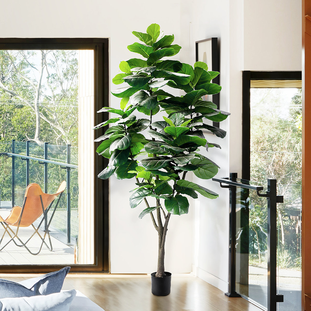 Freeport Park® 90" Large Artificial Fiddle Leaf Fig Tree in Pot ...