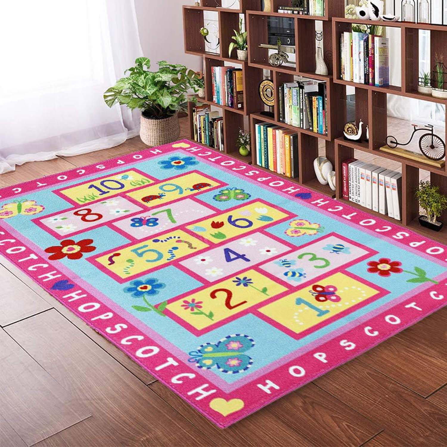 Zoomie Kids Pink Kids Rug Hopscotch Rug Children's Rugs Baby Nursery ...