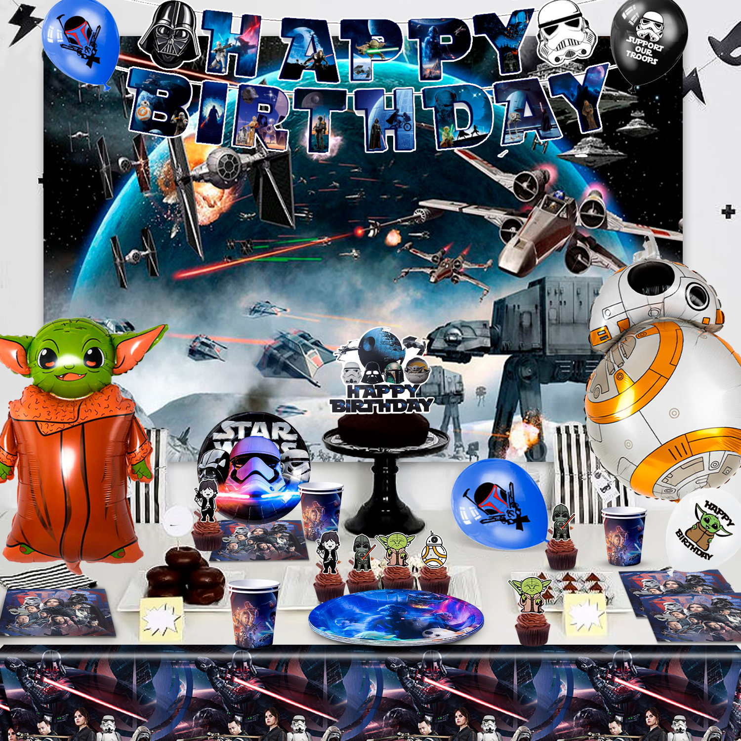 Lumcrajems Star Wars Party Supplies,114pcs Star Wars Party Decorations ...