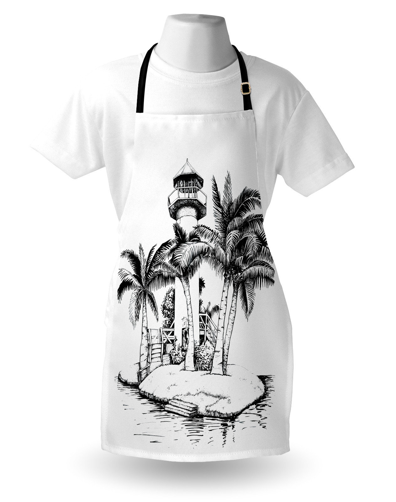 East Urban Home Tropical Apron Unisex, Lighthouse Island Tree, Adult ...