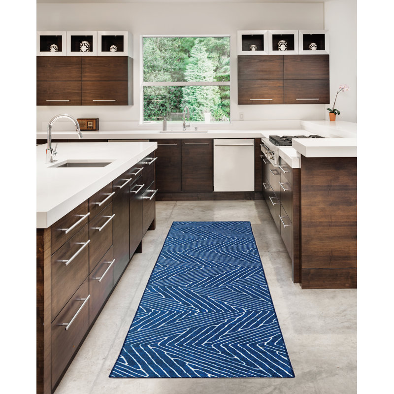 Corrigan Studio® Delacroy Machine Washable Blue and Ivory Area Rug ...