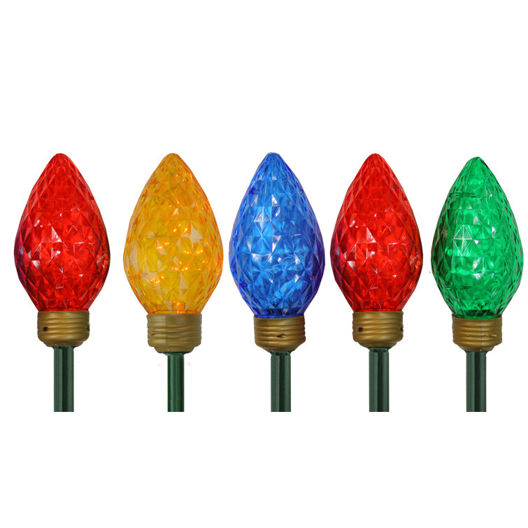 LED Lighted Multi-Color C9 Christmas Pathway Marker Lawn Stakes