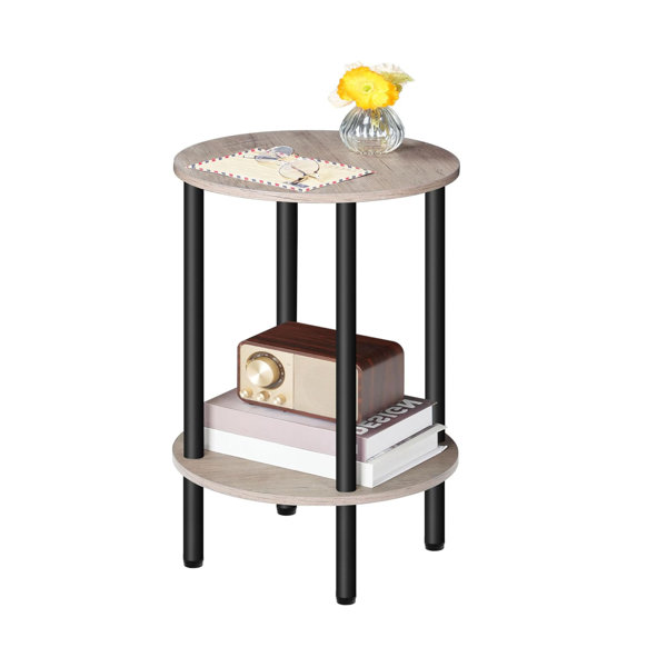 Brayden Studio 2-Tier End Table, Small Round Nightstand with Sturdy ...