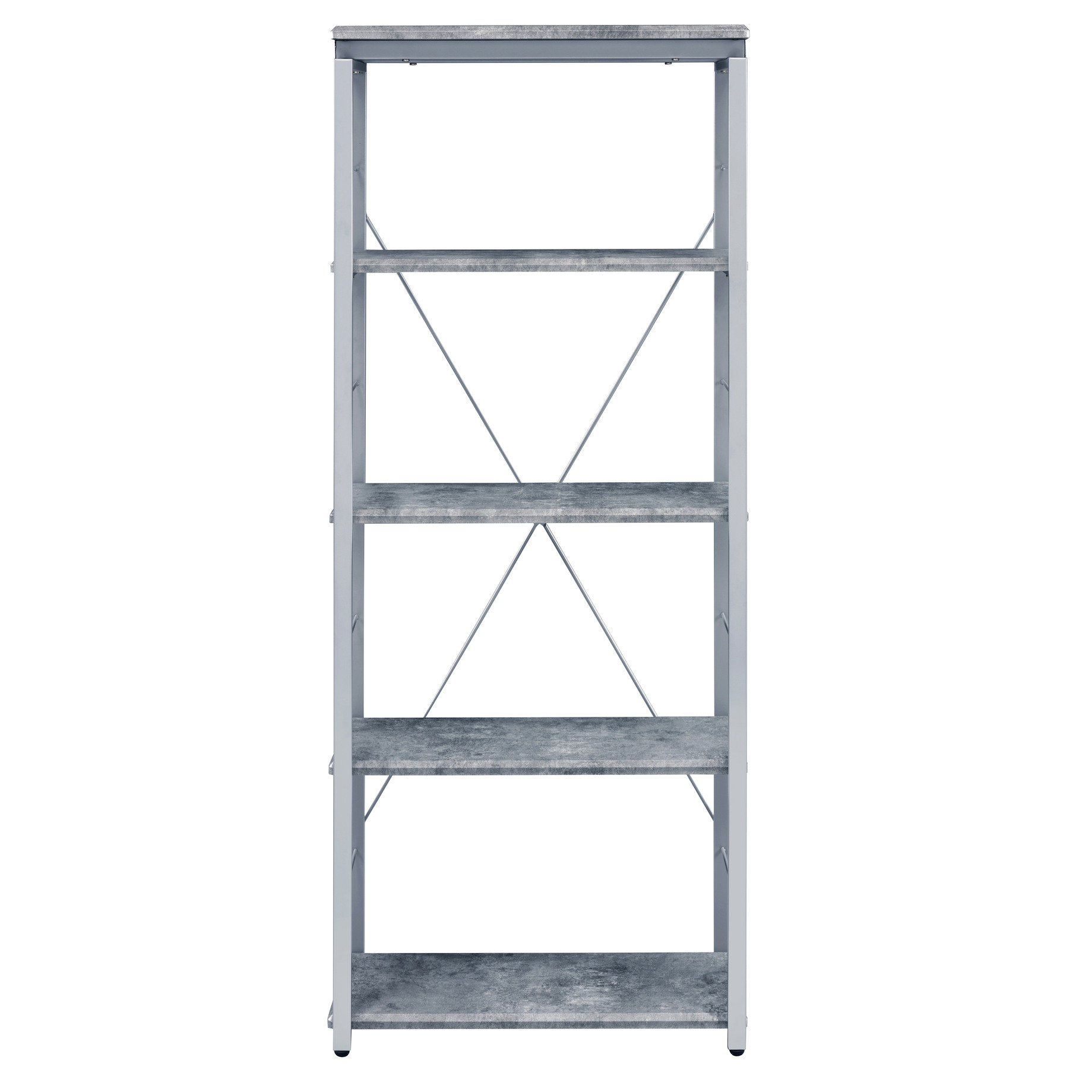 Banior 4-shelf Grey+silver Bookcase - Industrial Rustic Design Spacious ...