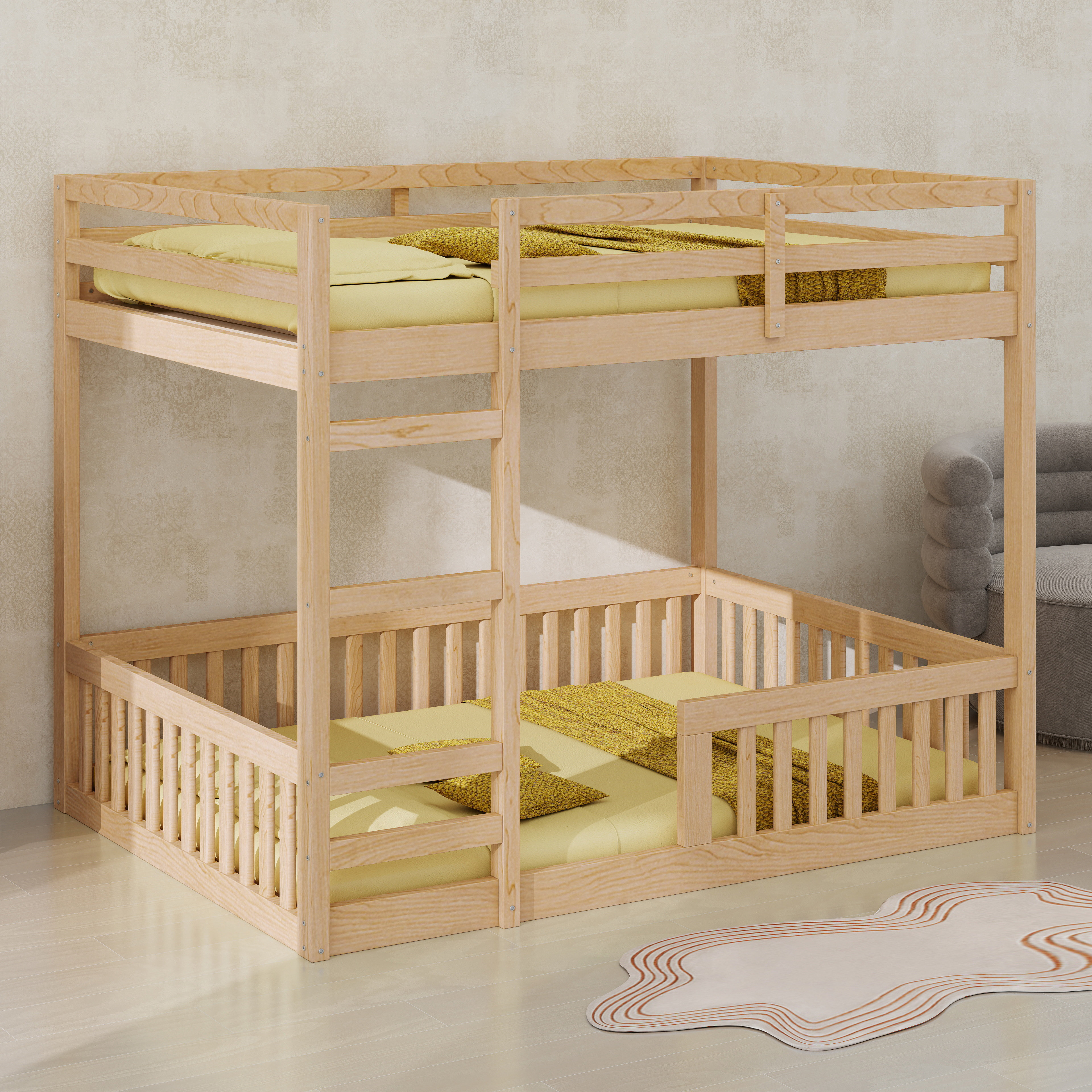 ACME Furniture Wood Bunk Beds With Full-Length Guardrails And Short ...