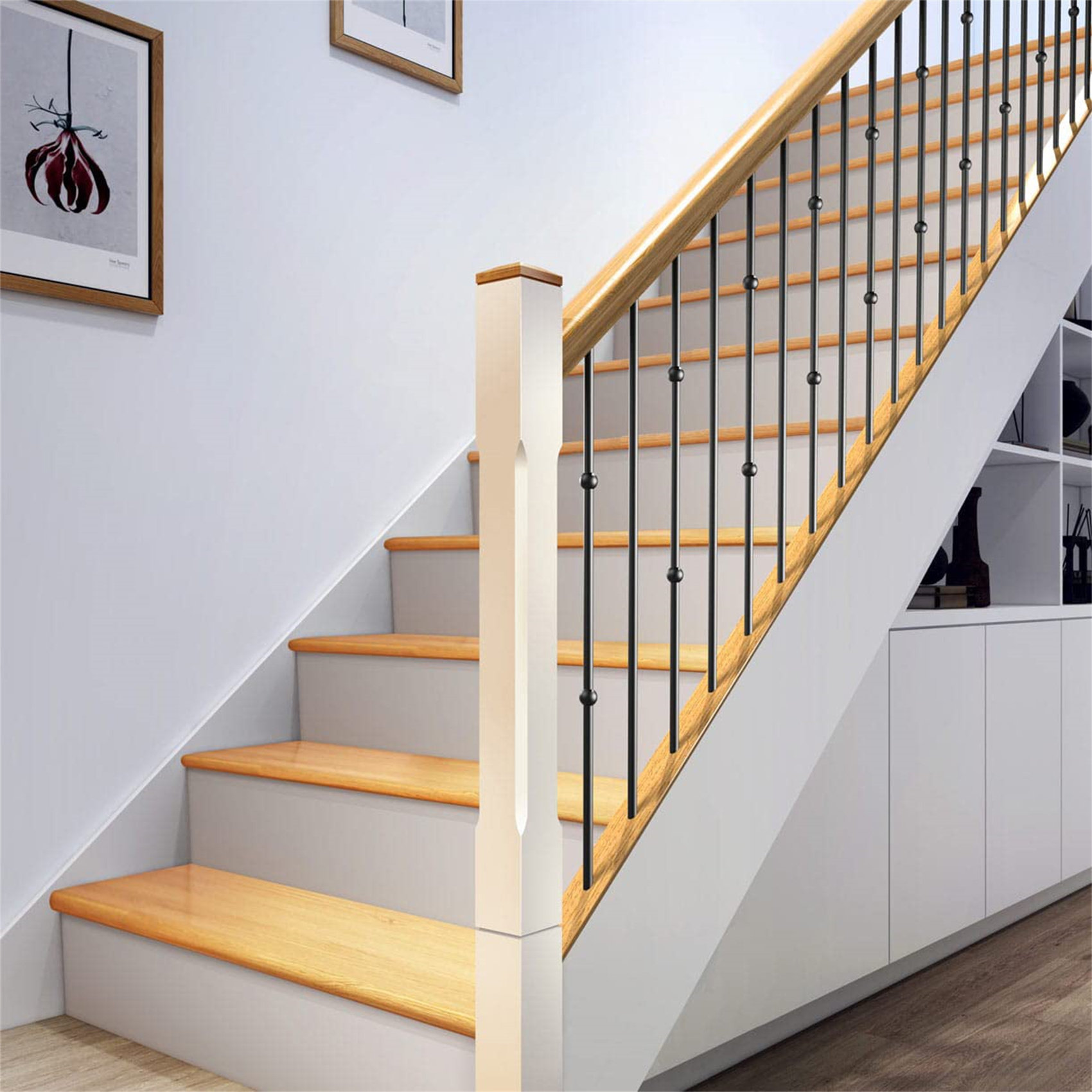 YNV Iron Stair Railings 5/8" Round X 44" Long, Pack Of 10 (Satin Black ...