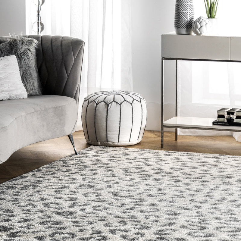 Ebern Designs Ruiz Modern Leopard Print Performance Gray Rug & Reviews ...