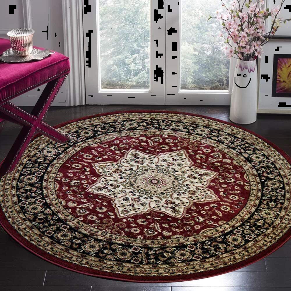Langley Street Round Hartlyn Machine Woven Red Area Rug | Wayfair.co.uk