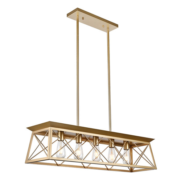Mercer41 5 - Light Gold Rectangle Kitchen Island Chandelier & Reviews ...