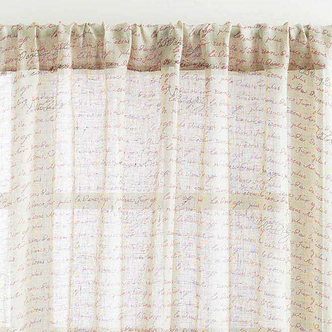 Peppermint Home Pure Linen Writing Print Rod Pocket Window Curtain ...