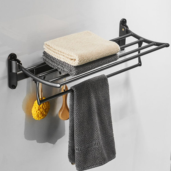 ACTIVE DOOR & WINDOW 24" Bathroom Towel Rack With Foldable Towel Bar ...