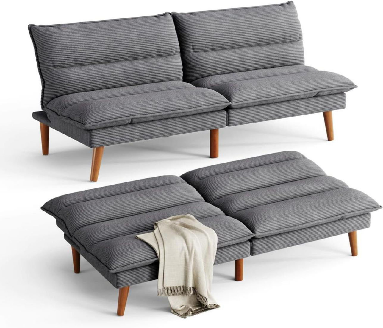 George Oliver Futon Sofa Bed, 71‘’ Corduroy Fabric Futon Couch ...