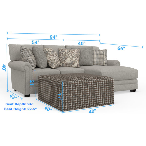 Winston Porter Livingston - 2Pc Sofa Chaise With Comfort Coil Seating ...