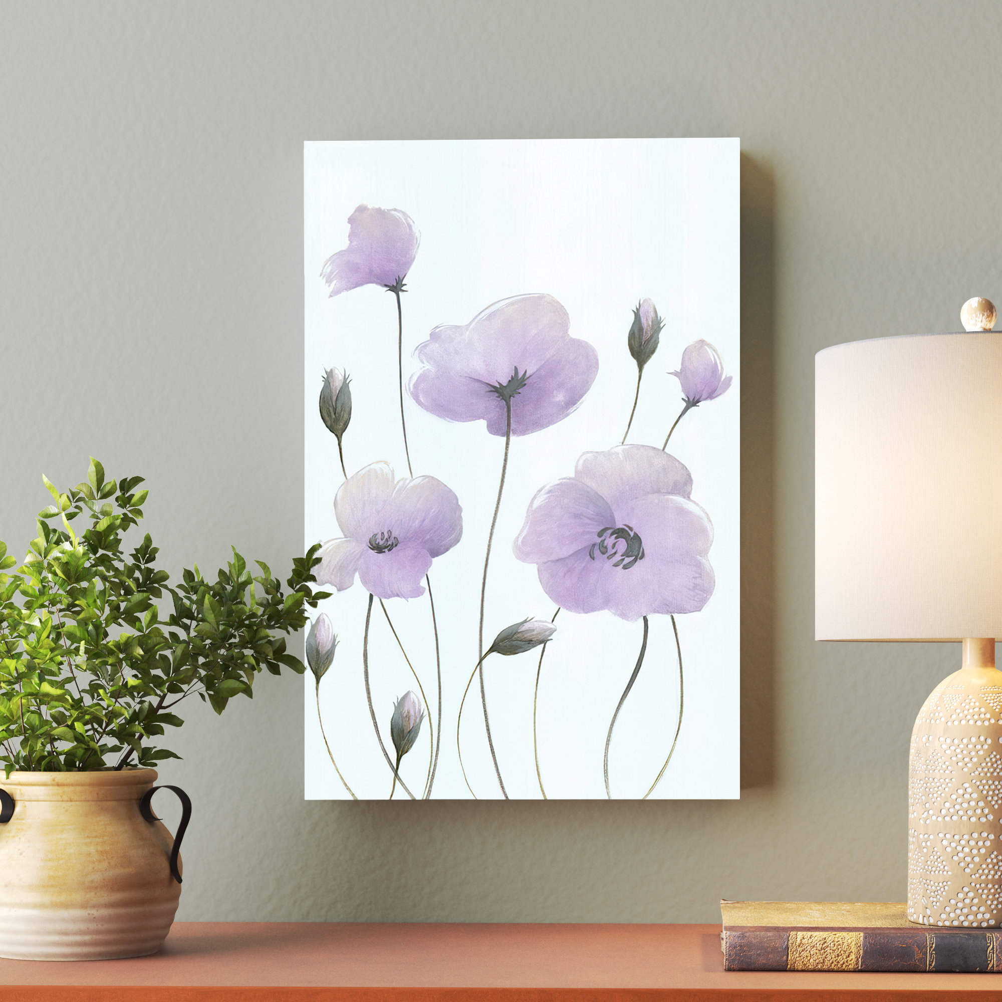Gracie Oaks Purple Spring Flowers - Wrapped Canvas Painting & Reviews ...