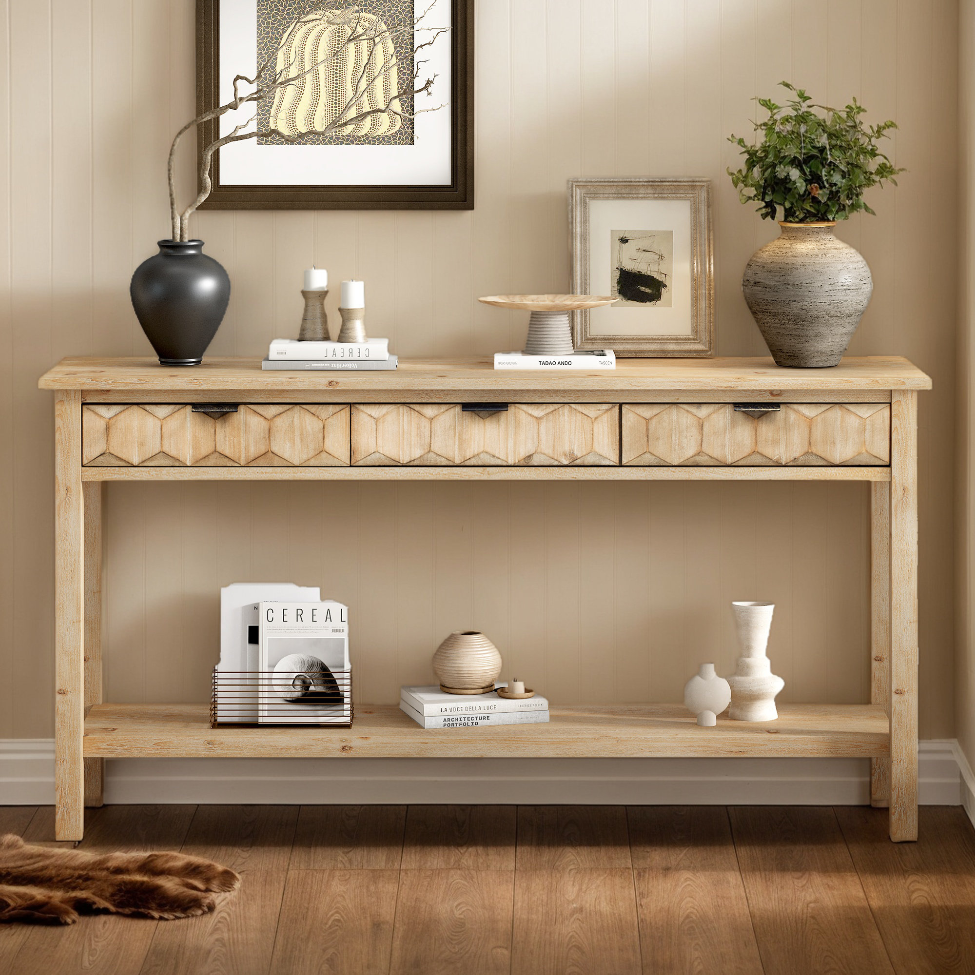 Latitude Run® Arrow-Shaped Design Console Table with Open Shelf and ...