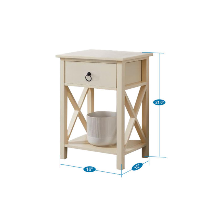 Breakwater Bay Perrins 1.8ft Small Night Stand with Storage Shelf and ...