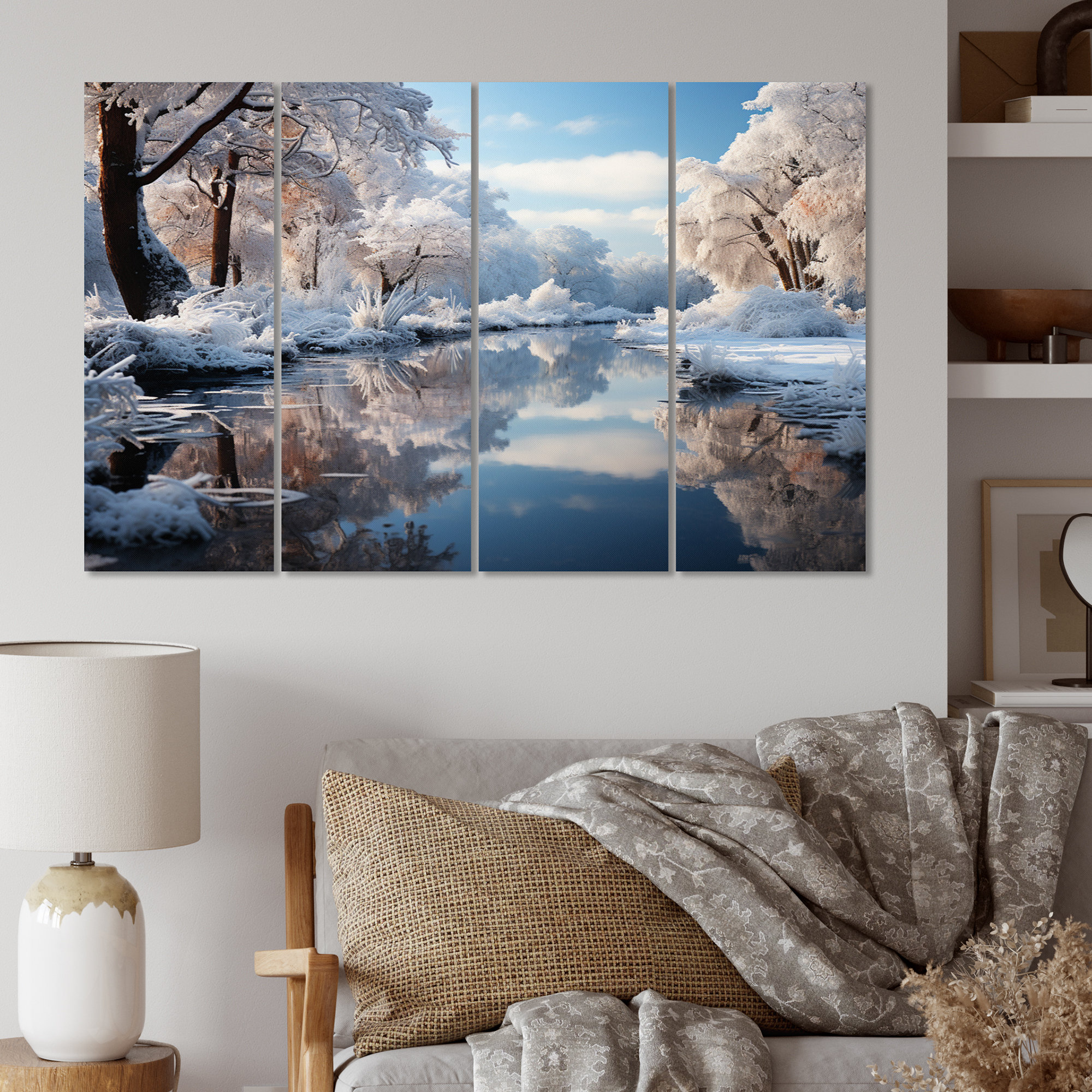 Latitude Run® Winter Landscape River Reflection II - Landscapes Wall ...