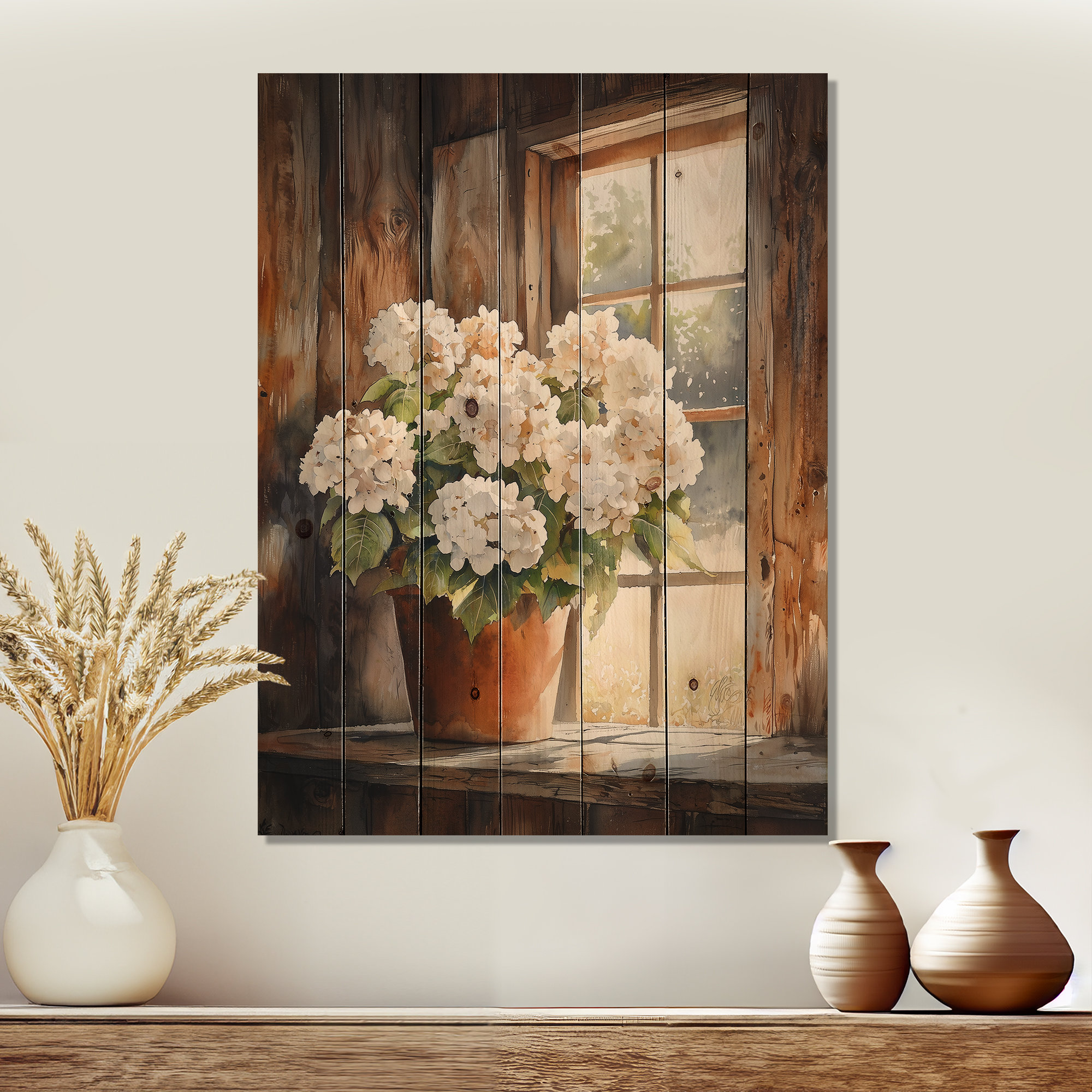 Ophelia & Co. Hydrangeas In The Barnyard - Hydrangea Wood Wall Decor ...